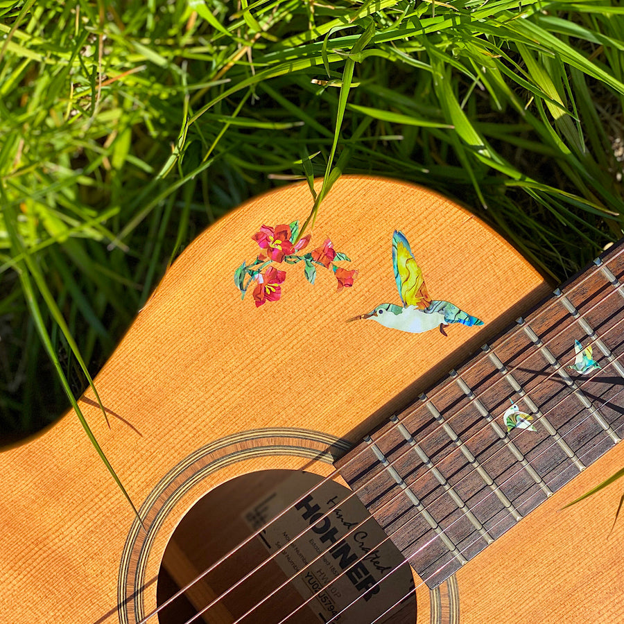 Hummingbird & Flowers - Inlay Stickers for Guitars, Bass & Ukuleles ...