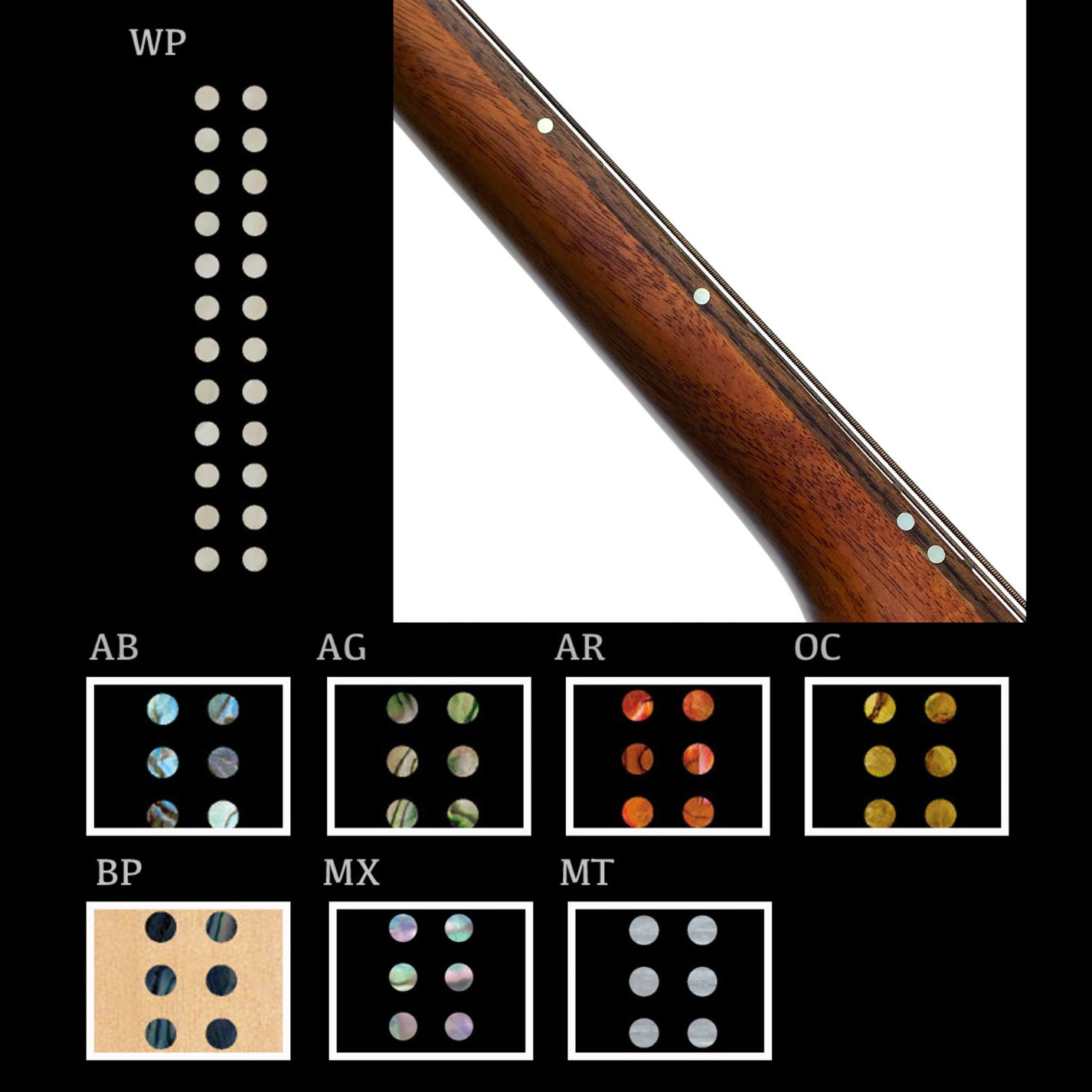 Small Custom Dot Fret Markers for Guitar, Bass & Ukulele